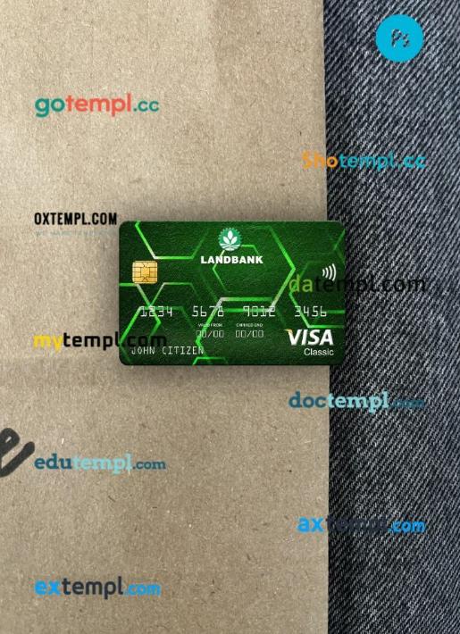 Philippines Land Bank of the Philippines visa classic card PSD scan and photo-realistic snapshot ...