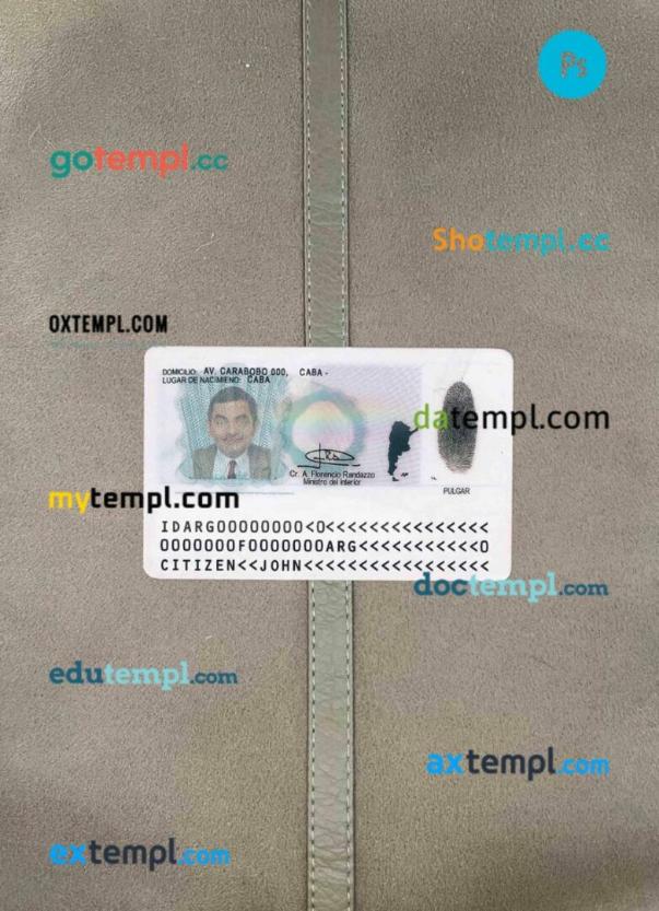 Argentina ID card editable PSDs, scan and photo-realistic snapshot, 2 ...