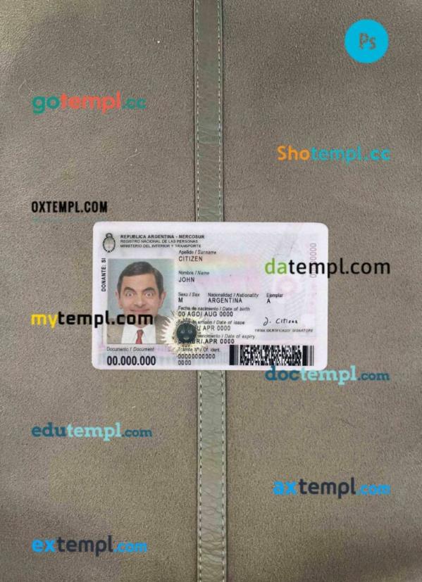 Argentina ID card editable PSDs, scan and photo-realistic snapshot, 2 ...