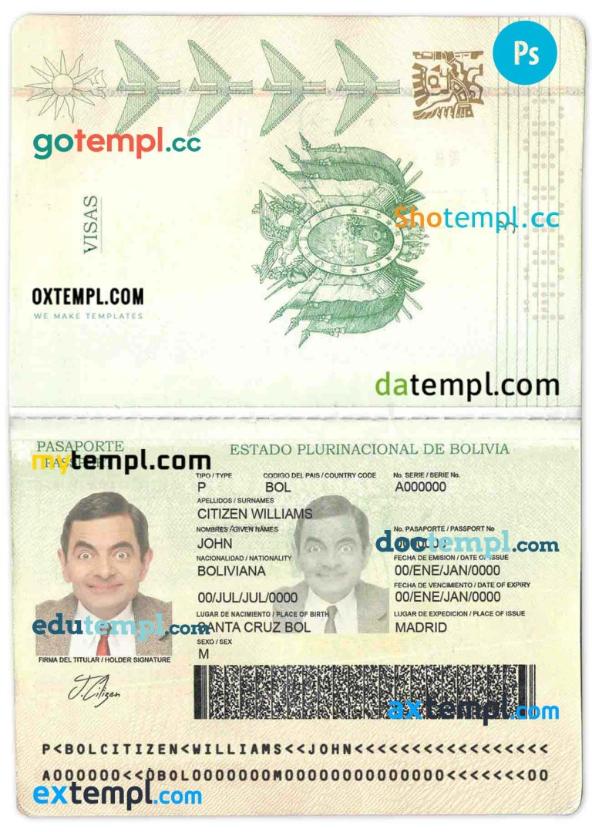 Bolivia passport PSD files, scan and photograghed image, 2 in 1 ...