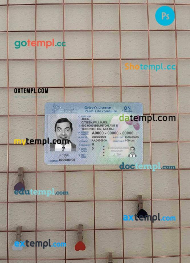 Canada Ontario driving license editable PSD files, scan look and photo ...