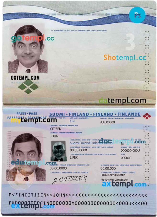 Finland passport editable PSD files, scan and photo taken image, 2 in 1 ...