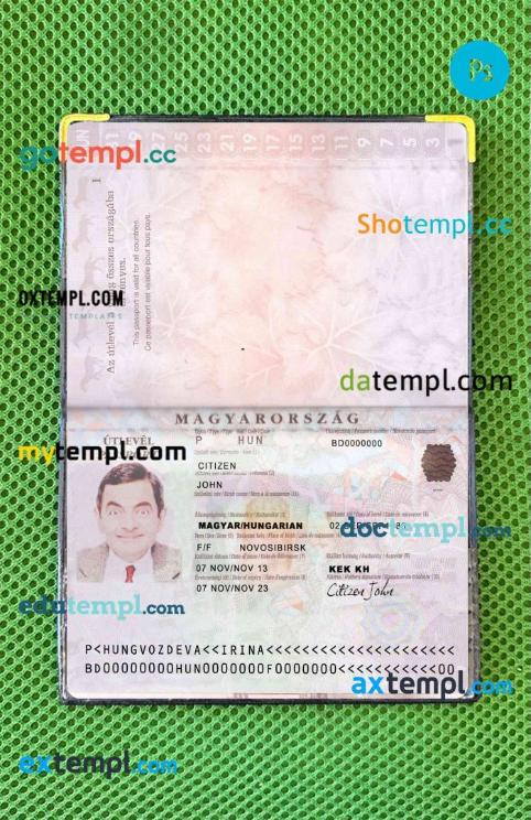 Hungary Passport Editable Psd Files Scan And Photo Look Templates 2 In 1