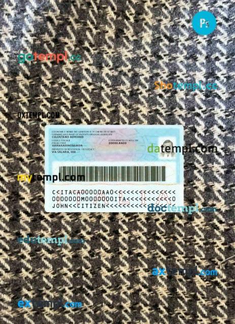 Italy ID card editable PSD files, scan look and photo-realistic look, 2 ...
