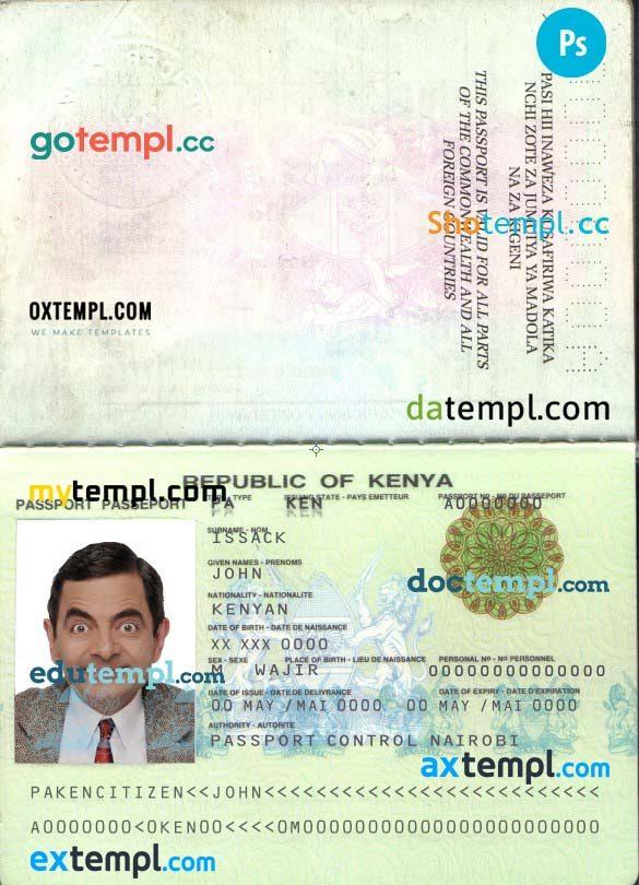 Kenya passport editable PSD files, scan and photo-realistic look (2011 ...