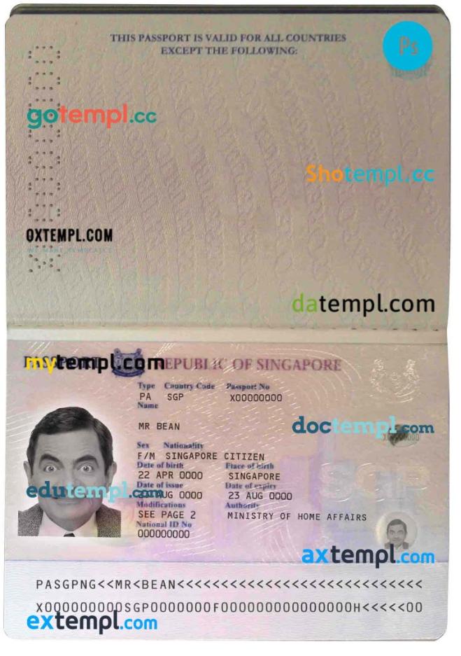 Singapore Passport Psd Files Scan And Photo Look Templates 2006 2017